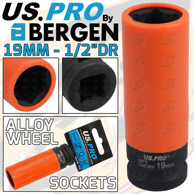 US PRO 19mm Deep Impact Socket Alloy Wheel Socket 1/2 Drive 79mm Long ...