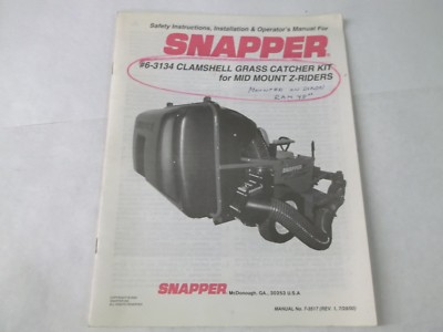 Snapper clamshell grass catcher operators manual | eBay