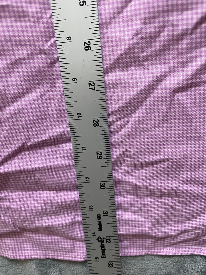 LEDBURY Shirt Adult size 17 L Pink plaid Button Up Long Sleeve slim fit ...