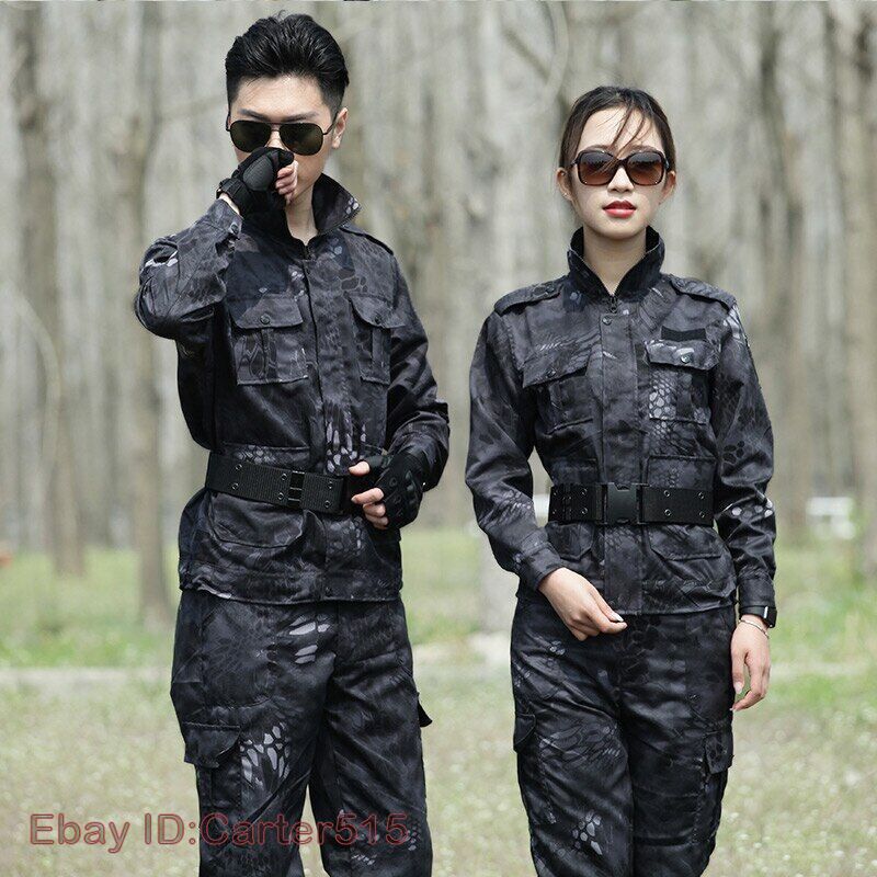 Black Military Uniform Men Tactical Hunting Clothes Camouflage Army ...
