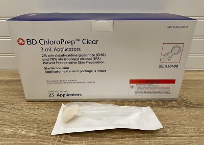 BD ChloraPrep Clear 3mL Applicators - Box of 25 | eBay