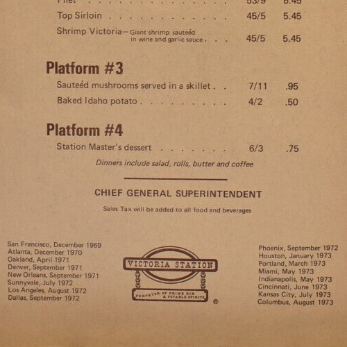1973 Victoria Station Restaurant Menu London Midland Scottish Railway ...