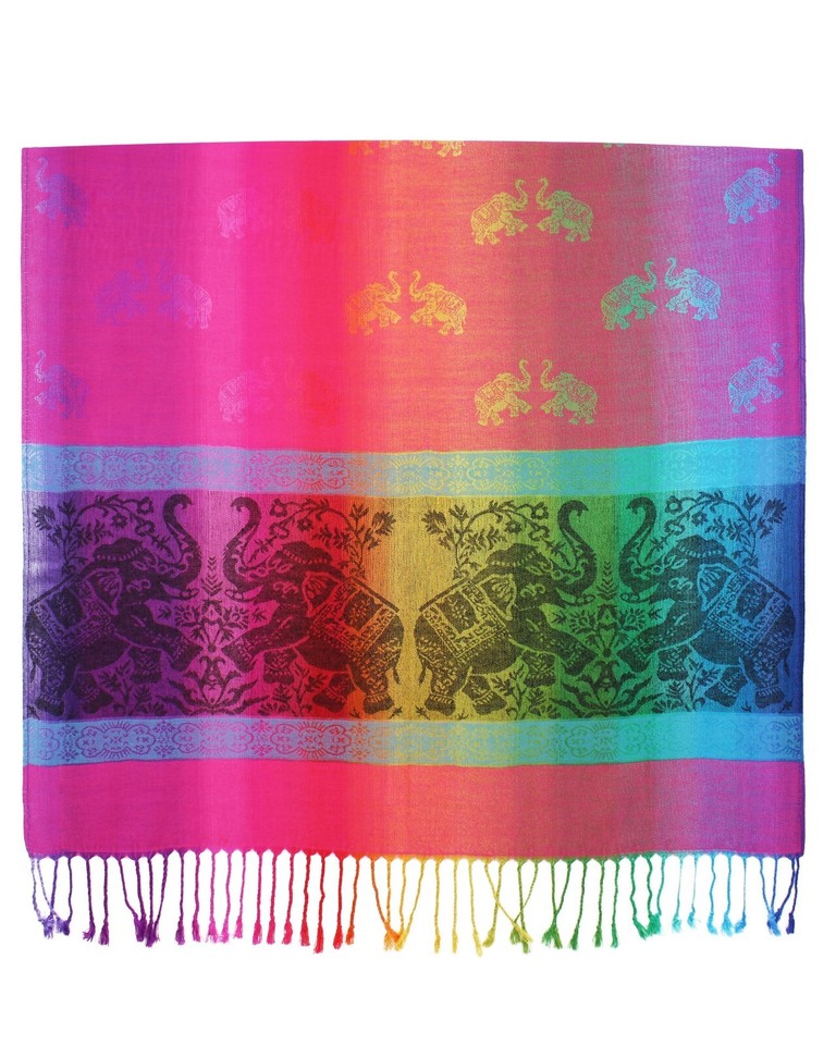 New Multi Colorful Elephants Print Pashmina Scarf Shawl | eBay