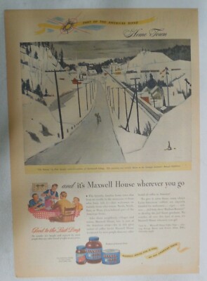 Maxwell House Coffee Ad: "Home Town" Artwork by Paul Sample ! from 1940 ...