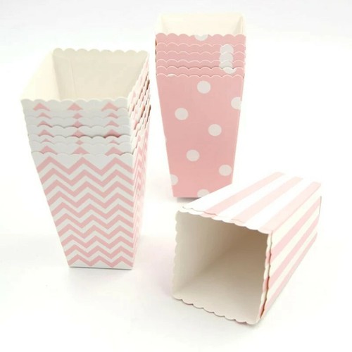 pink 12 Pcs Set, mixed designs Pop Corn Candy Boxes Kids Birthday Party ...