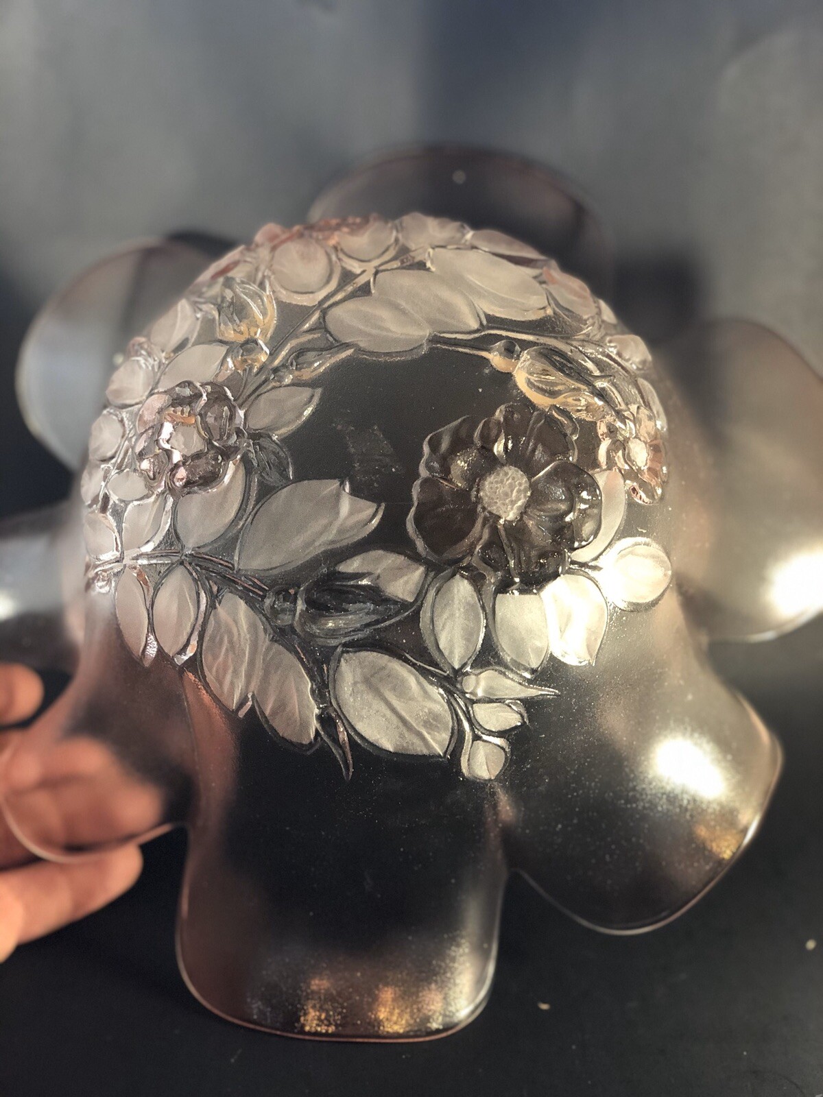 Mikasa Pink Rosella LARGE 11" Hostess Bowl Satin Pink Floral Frosted ...