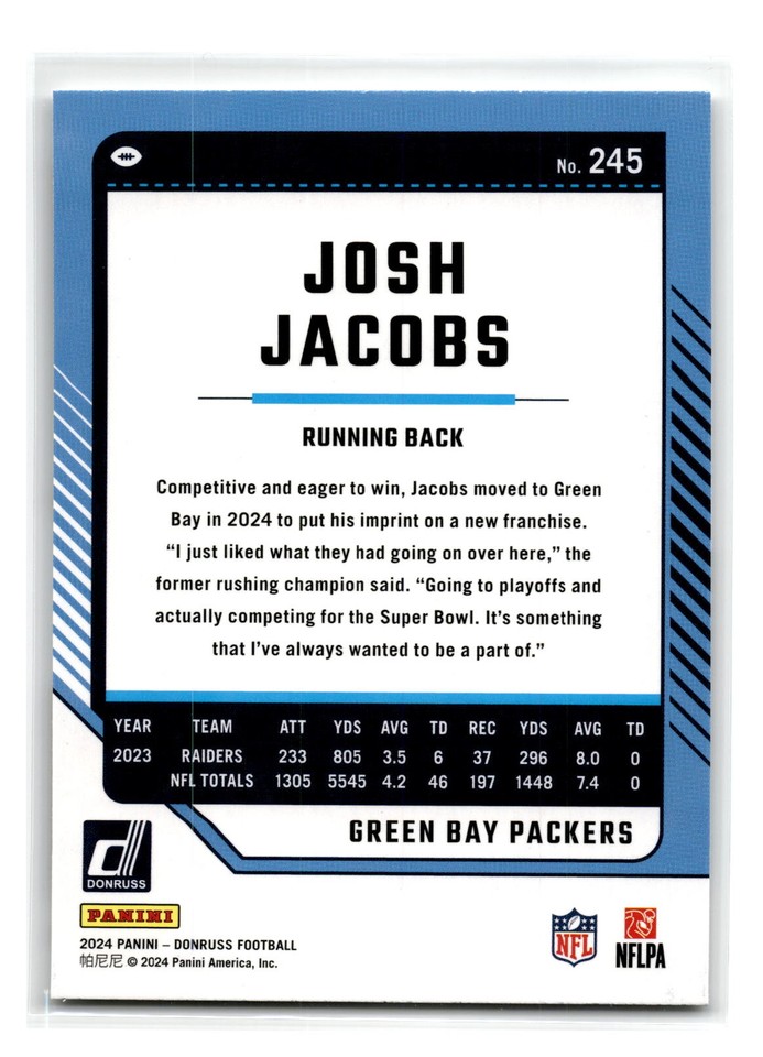 2024 Donruss - #245 - Josh Jacobs - Packers | eBay
