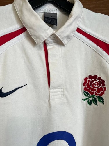 Vintage Nike England Rugby Shirt Jersey O2 Rose Logo Long Sleeve Size L ...