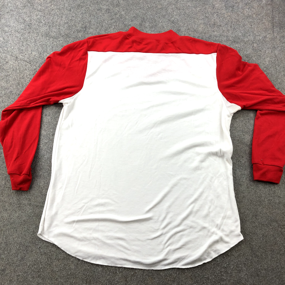 Mizuno Shirt Men Large Red White Long Sleeve Baseball Warm Up Baselayer ...