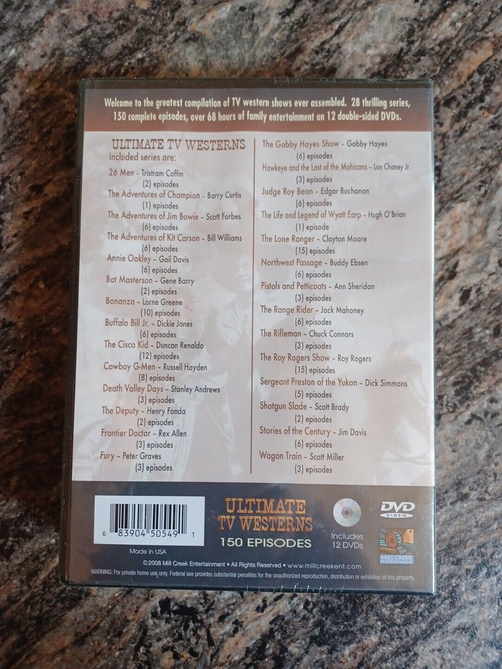 Ultimate TV Westerns 12 DVDs 150 Episodes 28 Shows Cowboy 2008 USA ...