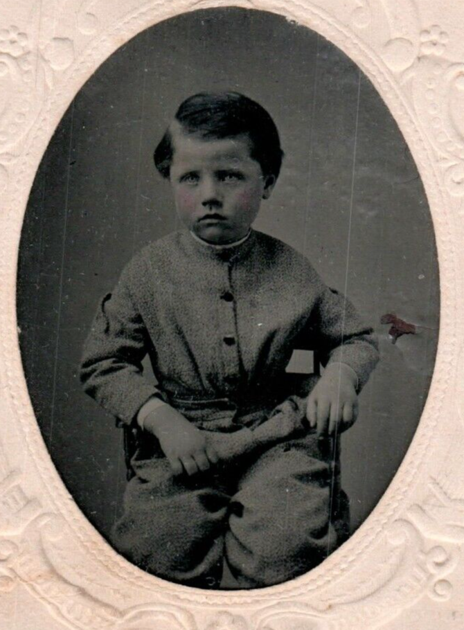 Antique Tintype Photo of Little Boy in Sporting Uniform Baseball? | eBay