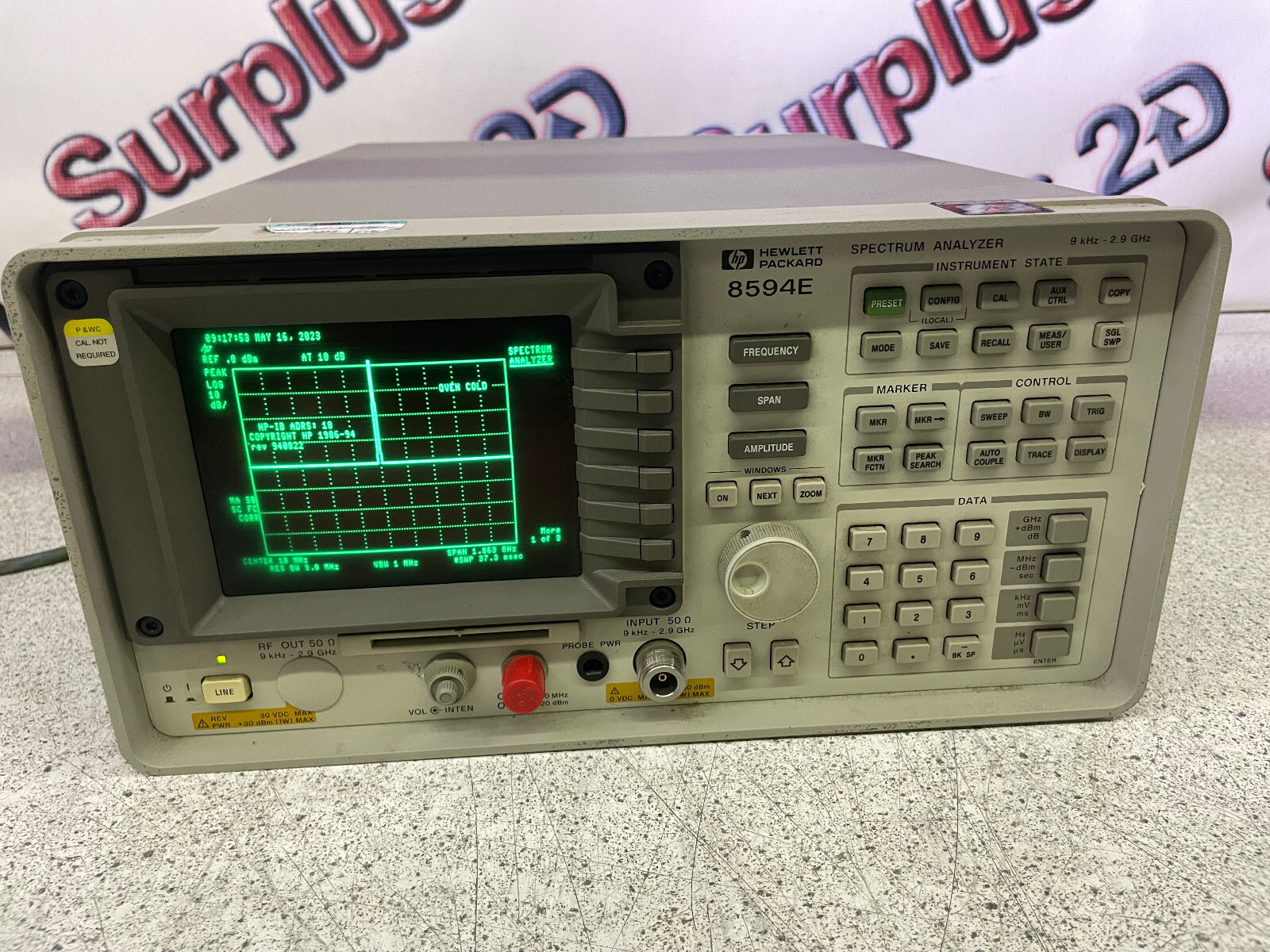 HP 8594E SPECTRUM ANALYZER 9 kHz - 2.9 GHz OPT 041 & 102 115* / 230V ...