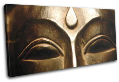 Indian Mask Buddhism Gold Bronze Religion SINGLE TELA parete arte foto ...