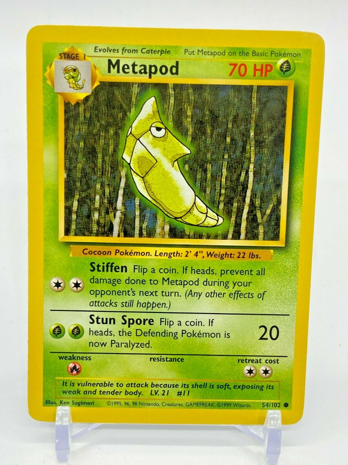 1999 METAPOD 54/102 Pokemon Base Set Card Near Mint NM Never Played ...