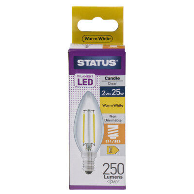 2w=25w=270 Lumens - Filament LED - Bougie - Ses - Transparent - Blanc ...