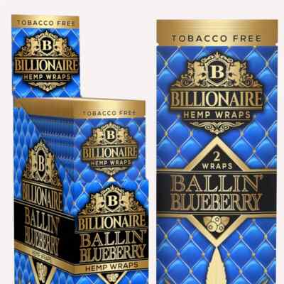 Billionaire Wraps - Ballin' Blueberry Rolling Paper - (Box of 25 ...