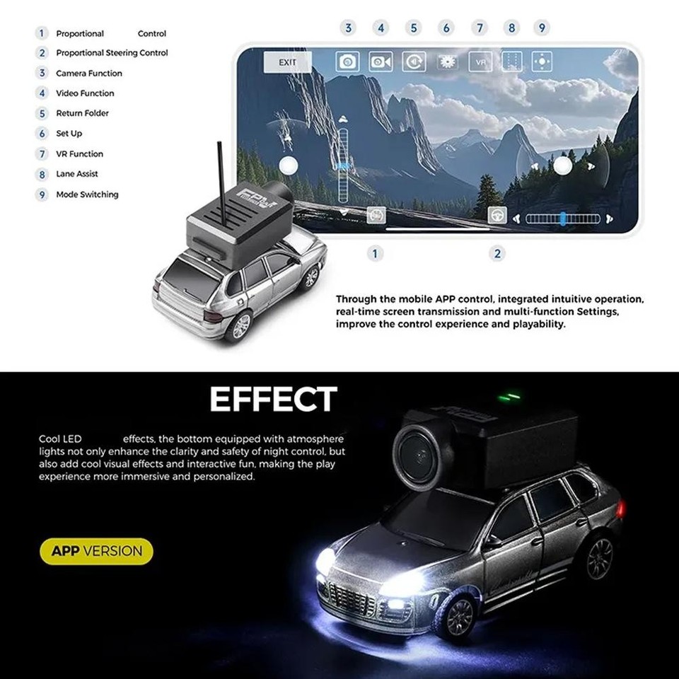 Mini HD FPV Remote-controlled Camera Car, 1:64 Scale Realistic Model ...