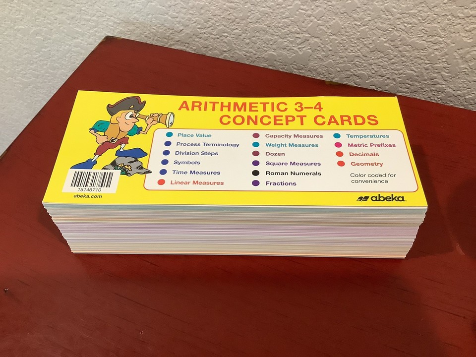 ABEKA ARITHMETIC 3-4 Concept Cards Complete Set Homeschool Flash Cards ...