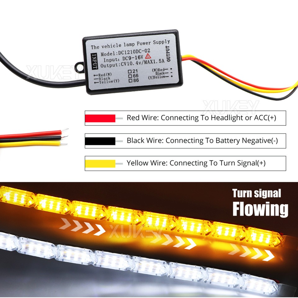 2pcs Car Led Strip Crystal DRL Led Light Daytime Flowing Turn Signal ...