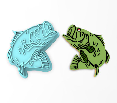 Largemouth Bass Cookie Cutter & Stamp | Fish Fishing Line Pole River ...