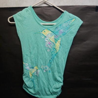 Basic Additions Girls Size M Medium 7/8 Green Hummingbird Sleeveless ...