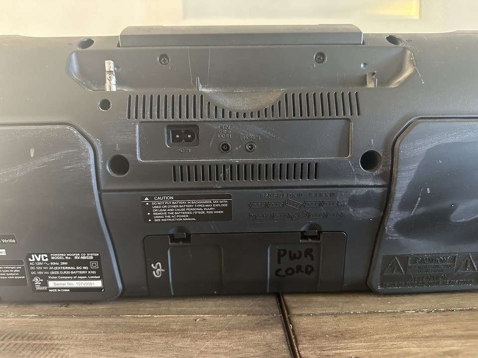 JVC RV-NB52B KABOOM! Powered Woofer Stereo Boombox w AM/FM CD USB iPod ...