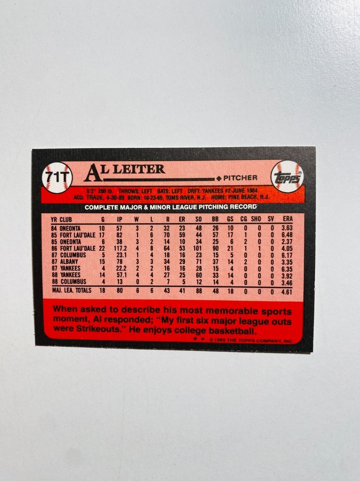 1989 TOPPS TRADED #71T AL LEITER NM-MT MLB BASEBALL CARD | eBay