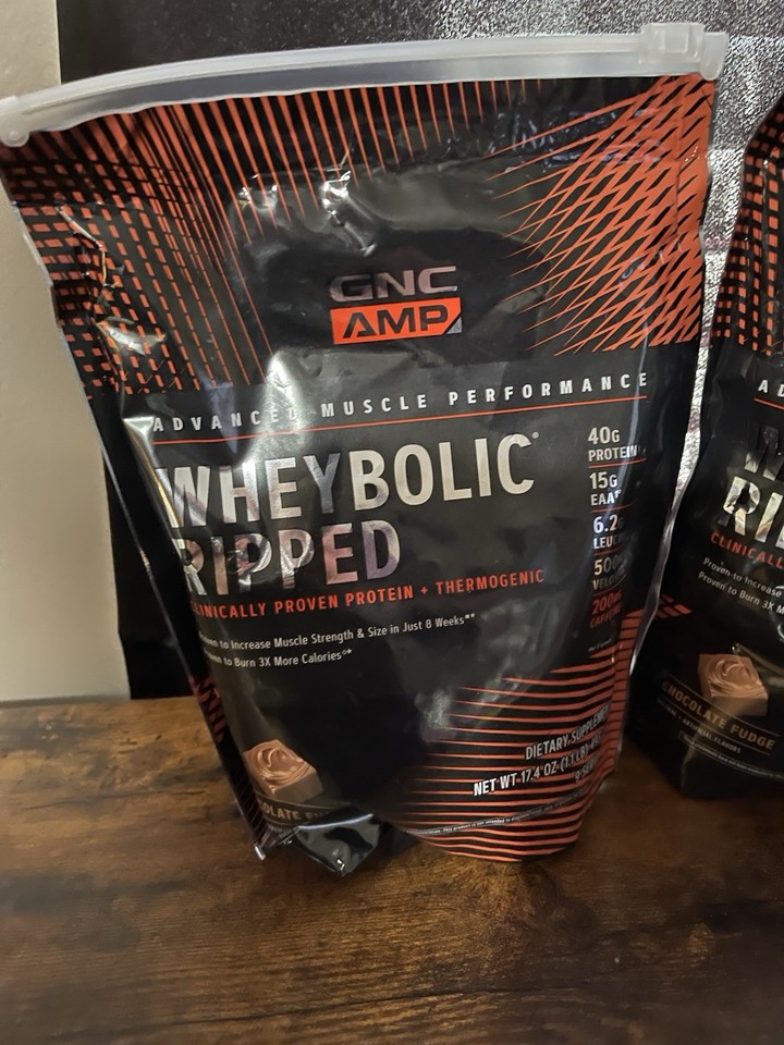 Lot Of 2 GNC AMP Wheybolic Ripped Whey Protein Powder Chocolate Fudge ...