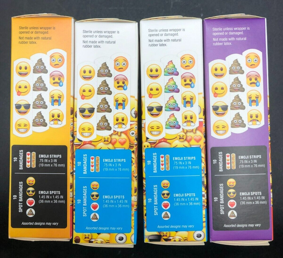 Kids Emoji Bandages 20 In Box 10 Strips + 10 Spots each Band-aids. 4 ...