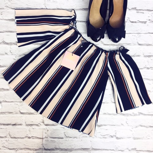 MISSGUIDED pleated bardot top multi (M46/3) | eBay UK