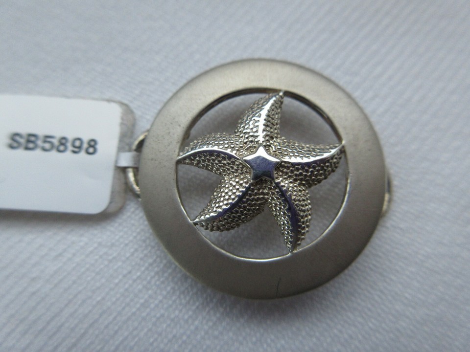LESTAGE CONVERTIBLE STERLING Silver Clasp Charm STARFISH in Circle New ...