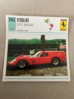CARTE FICHE AUTO FERRARI 250 GT BREADVAN 1962 | eBay