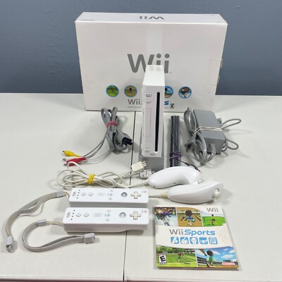 NINTENDO Wii Console RVL-001 Wii Sports Bundle Cables Controllers Game ...