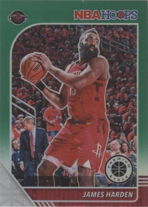 2019-20 Panini NBA Hoops Premium Stock - James Harden #66 Green Prizm ...