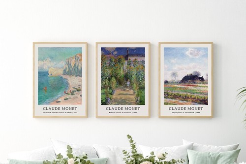 Set of 3 Claude Monet Wall Art, Vintage Print, Monet Print, Flower Home ...