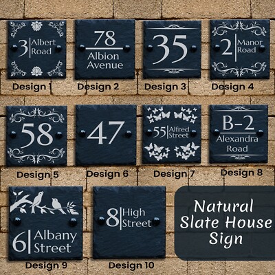 Natural Slate House Personalised Gate Sign Plaque Door Number Rustic ...