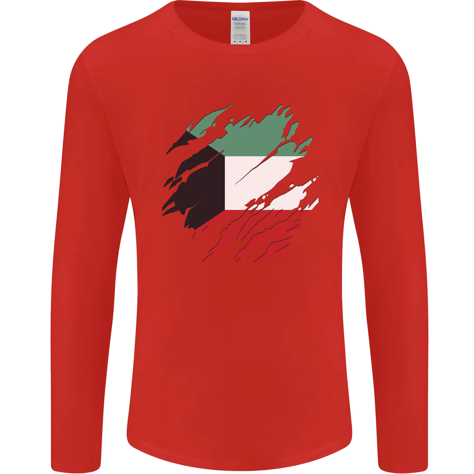 Torn Kuwait Flag Kuwaiti Day Football Mens Long Sleeve T-Shirt | eBay ...