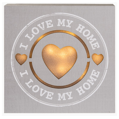 I LOVE MY HOME 10 LED CANVAS PRINT HANGING DECORATION GIFT WALL PICTURE ...