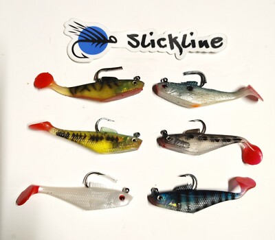 SLICKLINE 80mm Soft Plastic Minnow Paddle Tail Swimbait 2/5 oz Fishing ...