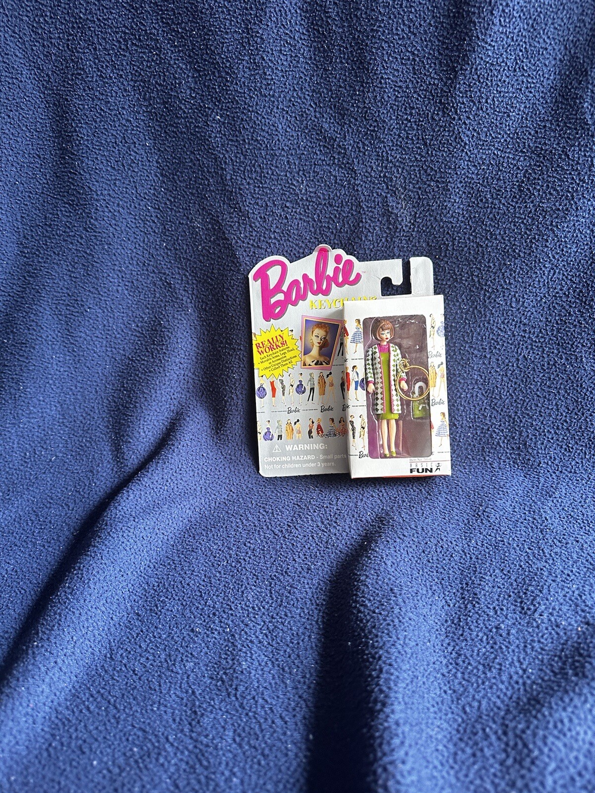 New VINTAGE Basic Fun Movable Retro Barbie Keychain KeyRing Poodle ...