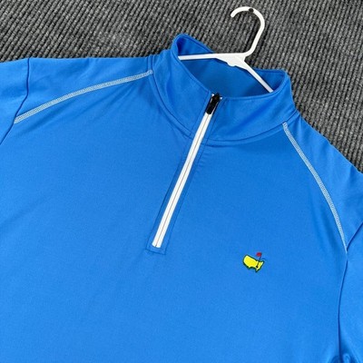 Masters Tech Pullover Shirt Mens 2XL XXL Blue White Long Sleeve Golf 1/ ...
