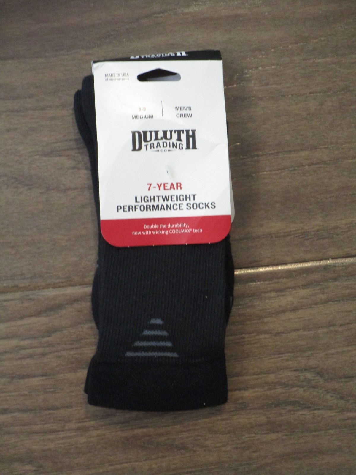 DULUTH MEN'S 7-YEAR PERFORMANCE LIGHTWEIGHT CREW SOCKS IN BLACK SIZE ...