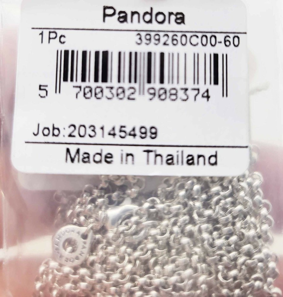 NEW 100% Authentic PANDORA 925 Silver Logo Rolo Chain Necklace ...