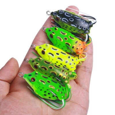 5pcs/set Large Frog Topwater Soft Rubber Fishing Lures Bait Crankbaits ...