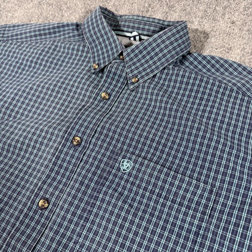 Ariat Pro Series Shirt Mens XL Blue Plaid Button Down Cowboy Rodeo ...