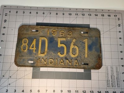 1963 Indiana License Plate 84D561 | eBay