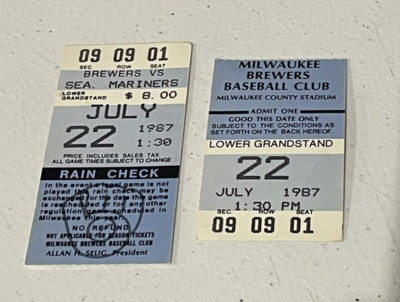 Milwaukee Brewers Ticket Stub 7/22/1987 Paul Molitor Hit Streak #6 of ...