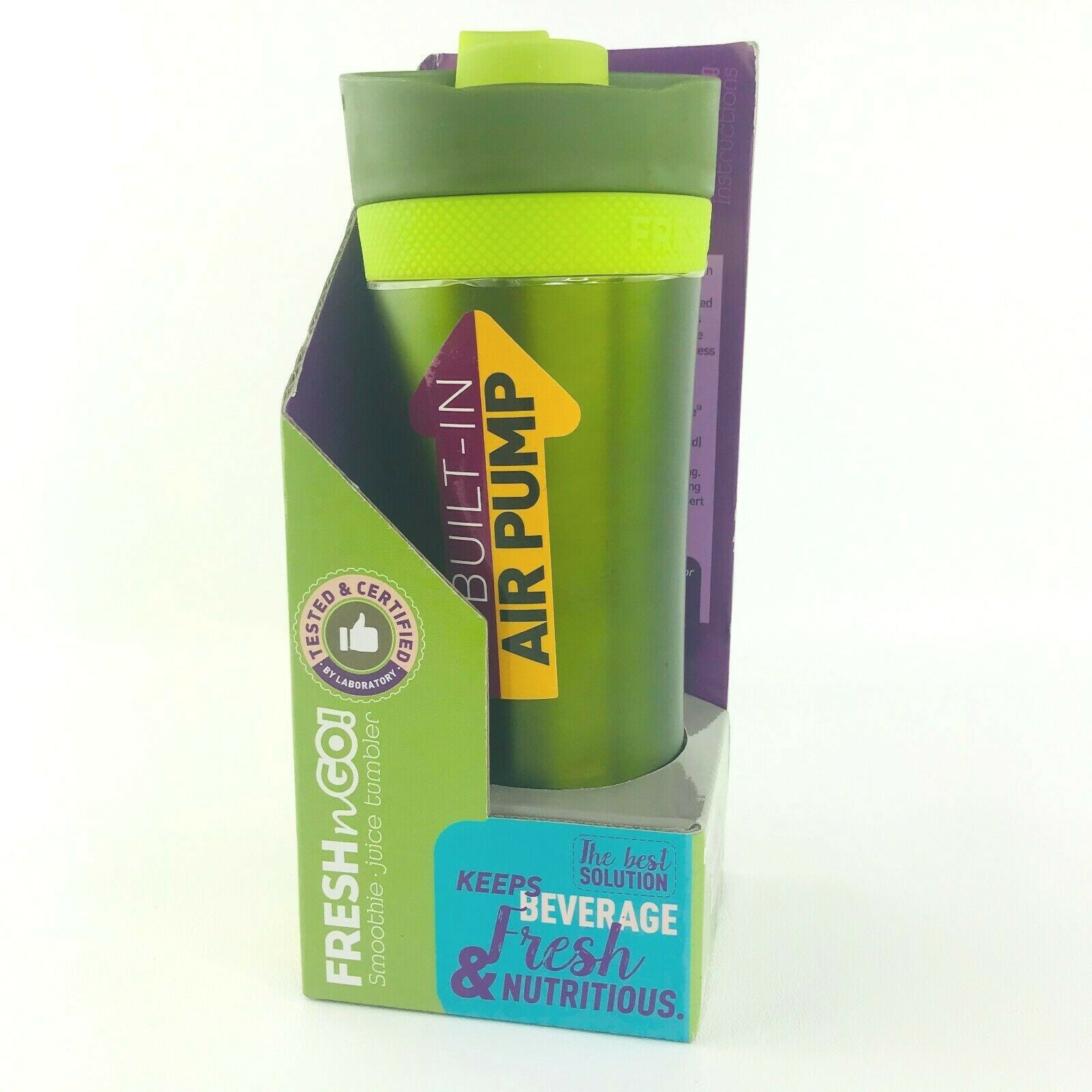 Asobu Fresh n' Go Smoothie Juice Tumbler Built-in Air Pump Work Out ...