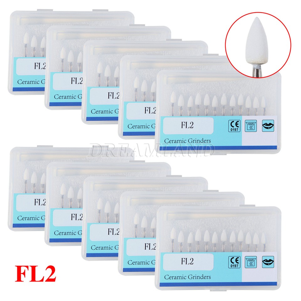 SANDENT Dental Flame White Stone Polishing FG Burs Fl2 Abrasion Point ...