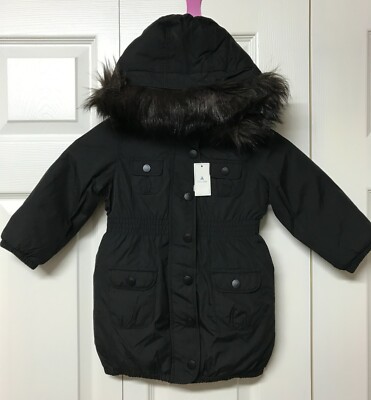 GAP babyGap NWT Black Warmest Down Fill Puffer Jacket Coat size 3 yrs FAUX FUR | eBay
